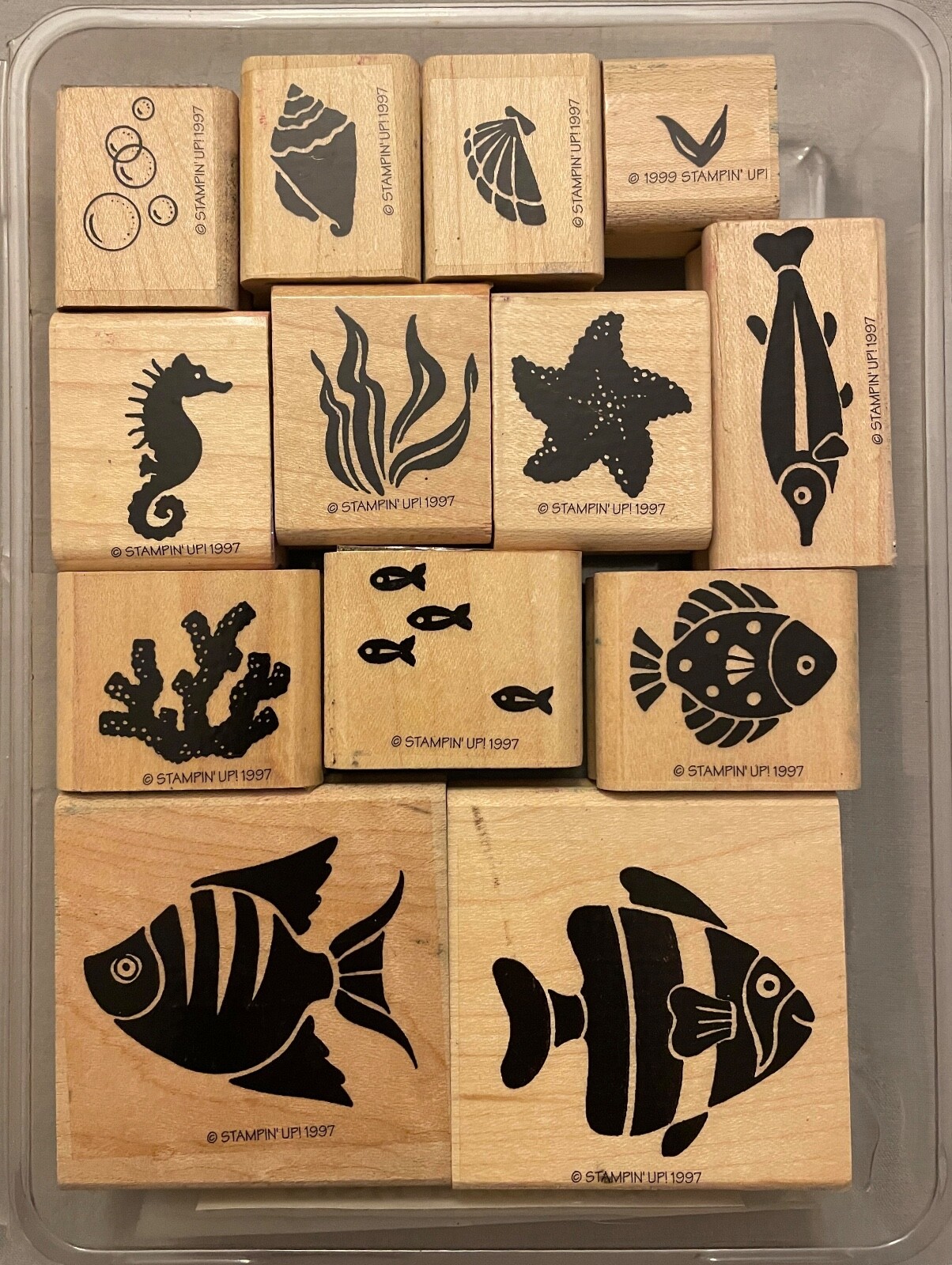 STAMPIN' UP! SET - FISH FROLICS 13 Rubber Stamps SEAHORSE SEAWEED ...