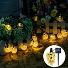 100LED SOLAR POWERED RETRO BULB STRING LIGHTS GARDEN OUTDOOR FAIRY ...