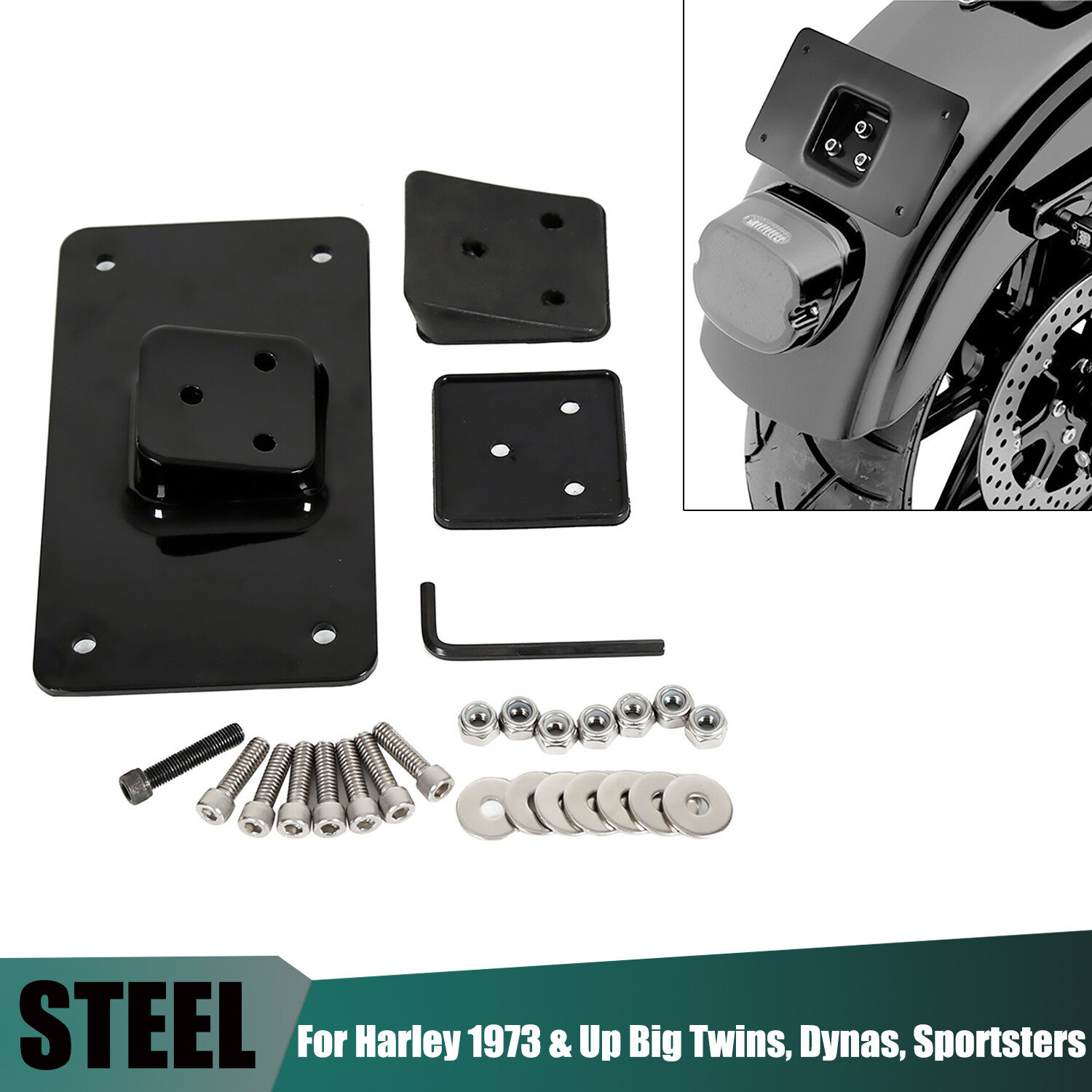 3Holes Laydown License Plate Mounting Bracket For Harley Sportster ...