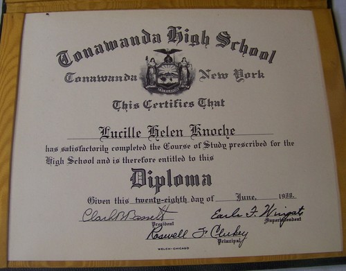 1938 ANTIQUE TONOWANDA NY HIGH SCHOOL DIPLOMA LUCILLE HELEN KNOCHE | eBay