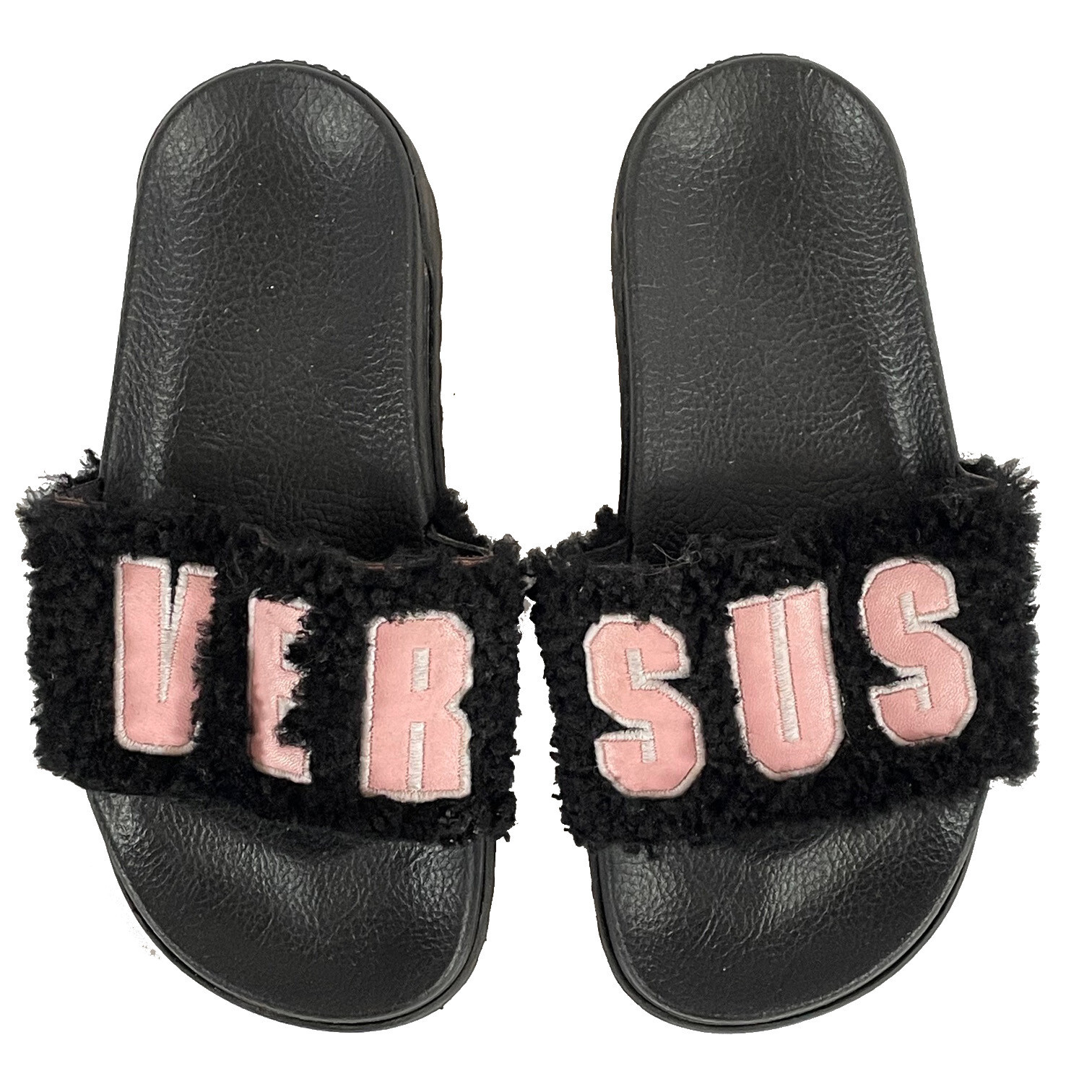 VERSUS VERSACE Slides Sandals Shearling "VER" "SUS" W… - Gem