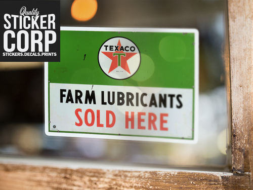 VINTAGE 1940s STYLE TEX ACO FARM LUBRICANTS SOLD HERE STICKER DECAL | eBay