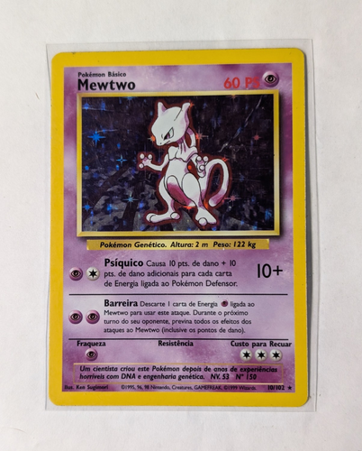 Pokémon Mewtwo 10/102 Base Set Holo Rare Basic 60 HP Portuguese ...