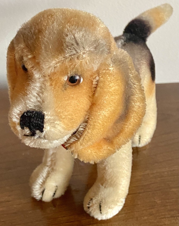 RARE STEIFF Biggie Beagle Dog 1950s standing 7” Mohair ALL ID Vintage ...