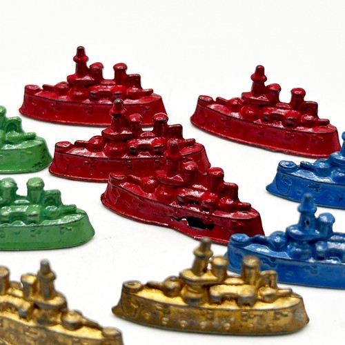 VNTG Cast Metal Miniature Battle Ship Game Pieces / Cracker Jack Prize ...