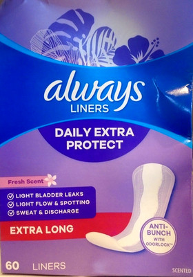 Always daily extra Protection 3-in-1 Daily Liners for Women, Extra Long ...