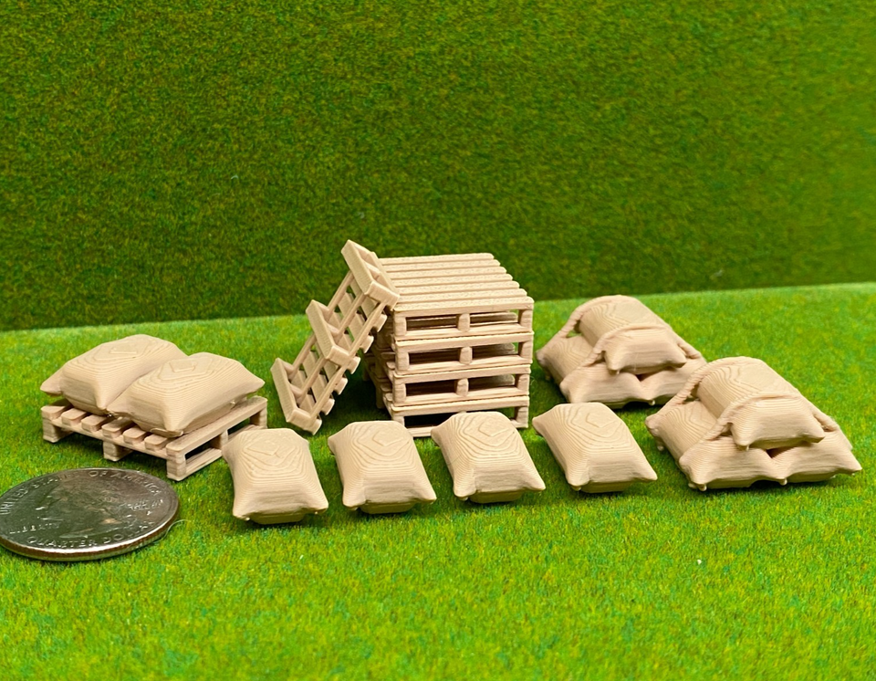 O Scale 3D Printed Pallets and Sacks- 14 Pieces – Freight Yard ...