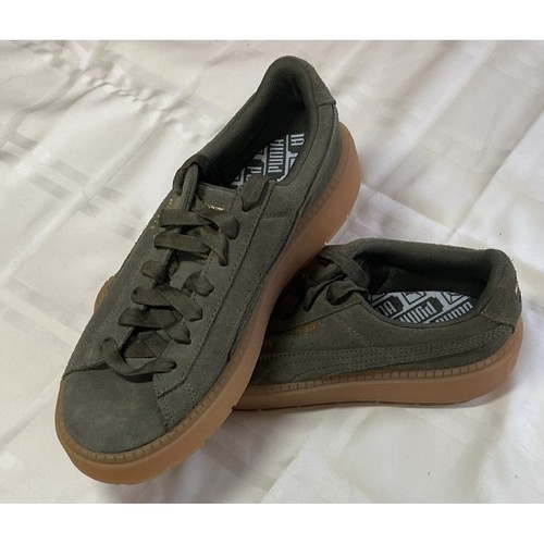 Puma Suede Classic Green Olive Sneakers Women's 9.5 Gum Sole Retro ...