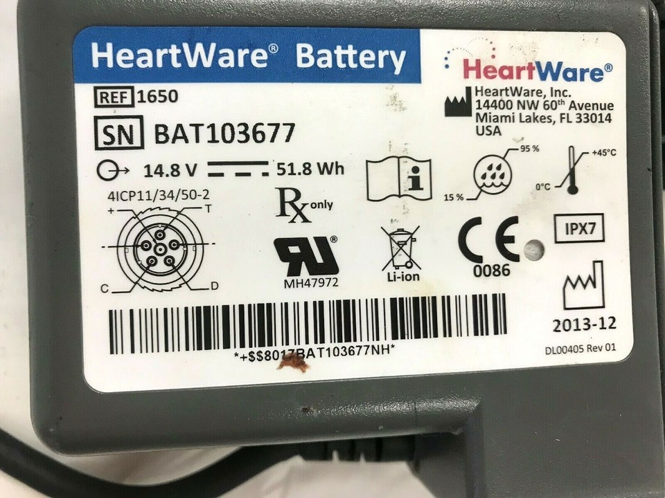 HeartWare Battery 14.4V POWERS ON BAT103677 REF 1650 | eBay