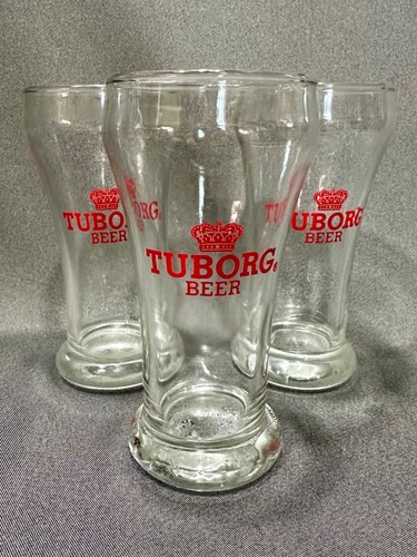 Tuborg Beer Pilsner Barware Red Logo 3 Collectors Glasses | eBay