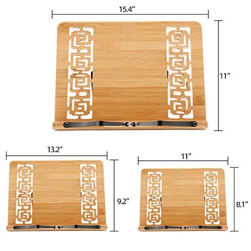 Large Size Bamboo Book Stand and Cookbook Holders for Reading Hands ...