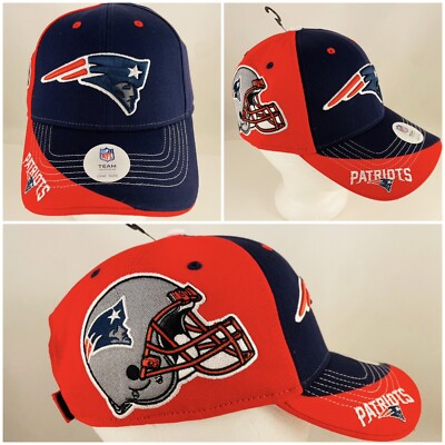 NFL Team Apparel New England Patriots Big Helmet 3D Logo Blue & Red Hat ...