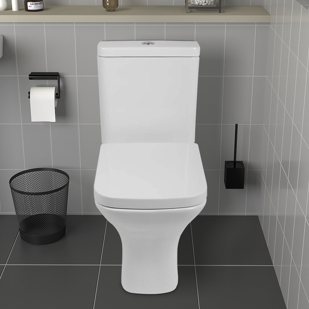 Close Coupled Toilet WC Bathroom Back To Wall Pan Ceramic Basin Full ...