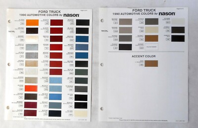 1990 Ford Truck Nason Color Paint Chip Chart All Models Original