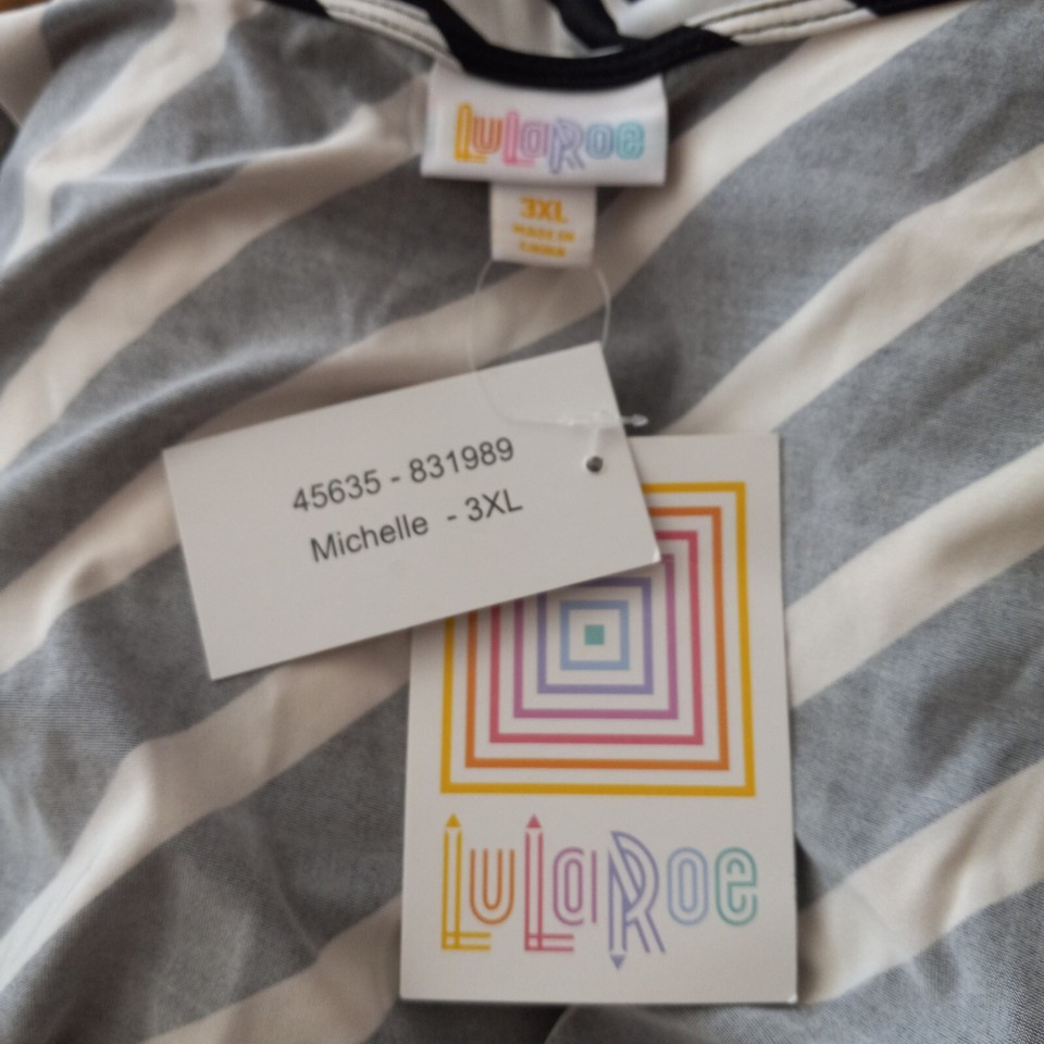 LuLaRoe Michelle Belted Wrap Black And White Diagonal Striped Dress 3xl ...