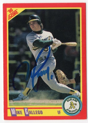 MIKE GALLEGO Signed Autographed 1990 Score Baseball Card Oakland ...