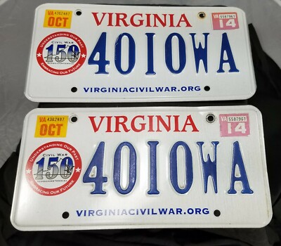 PAIR VIRGINIA 150 YEARS SESQUICENTENNIAL CIVIL WAR CONFEDERATE LICENSE ...