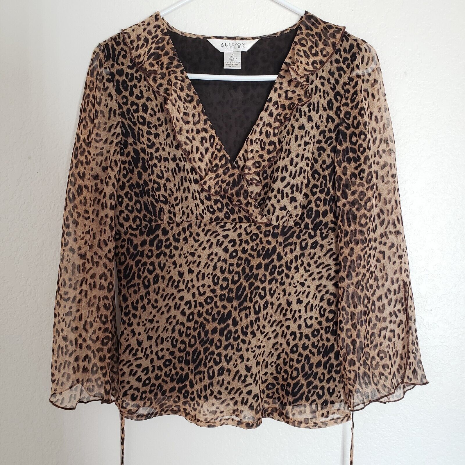Allison Taylor Y2K Leopard Print Surplice V Neck Ruff… - Gem