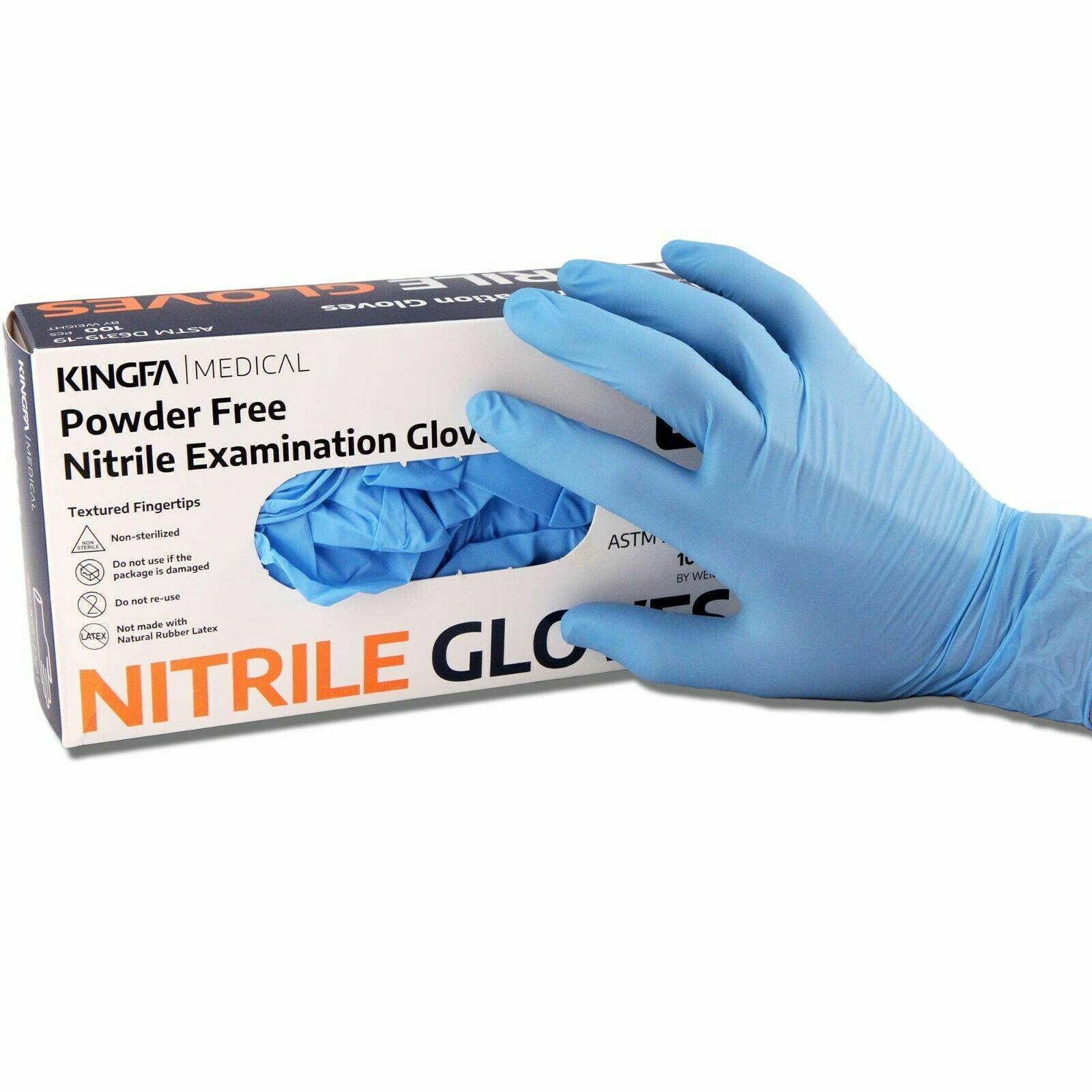 Kingfa Blue Nitrile Medical Gloves FDA Powder & Latex Free Disposable 3 ...