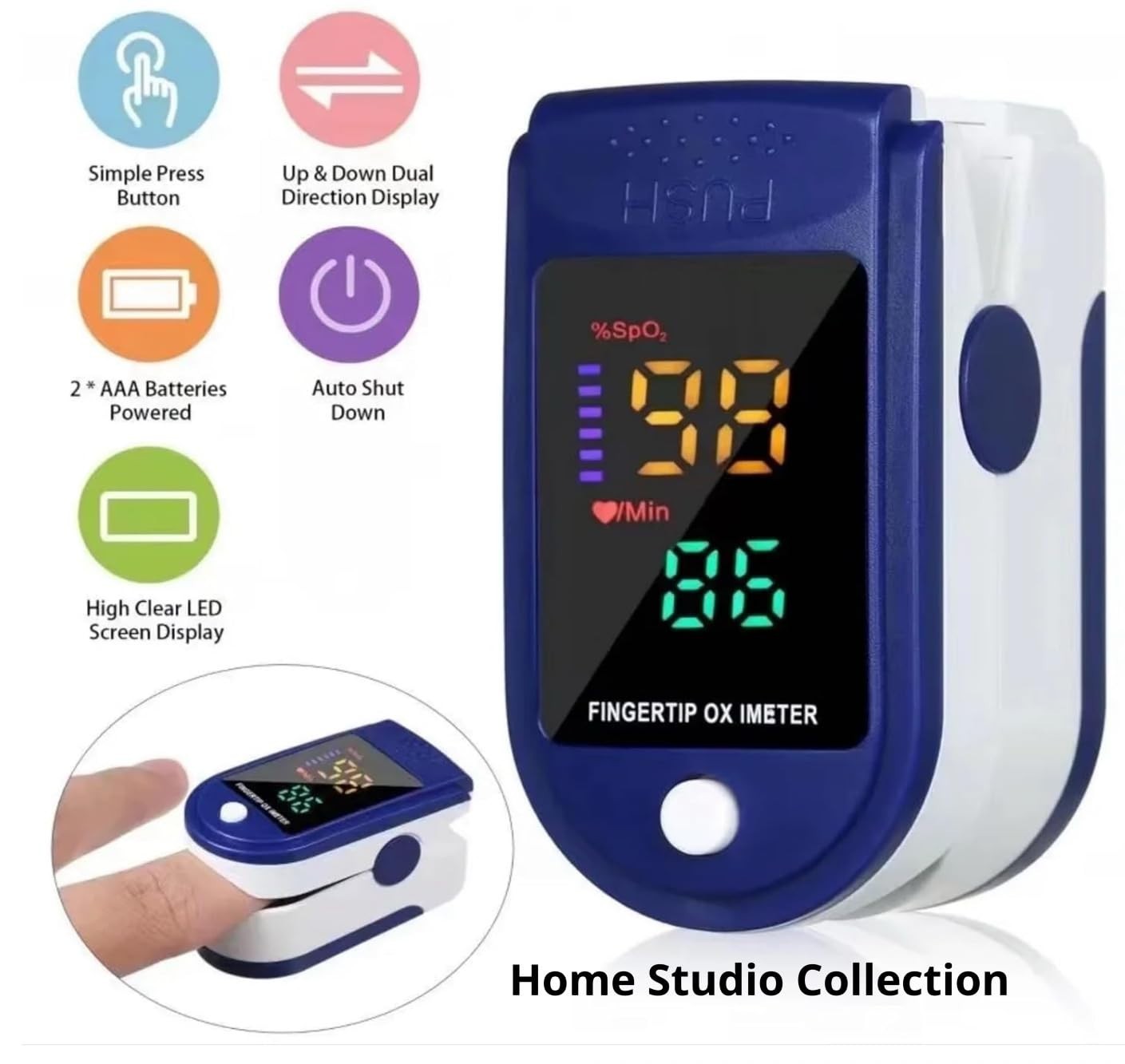 Finger Tip Pulse Oximeter LED Blood Glucose Meter For Hospital ...