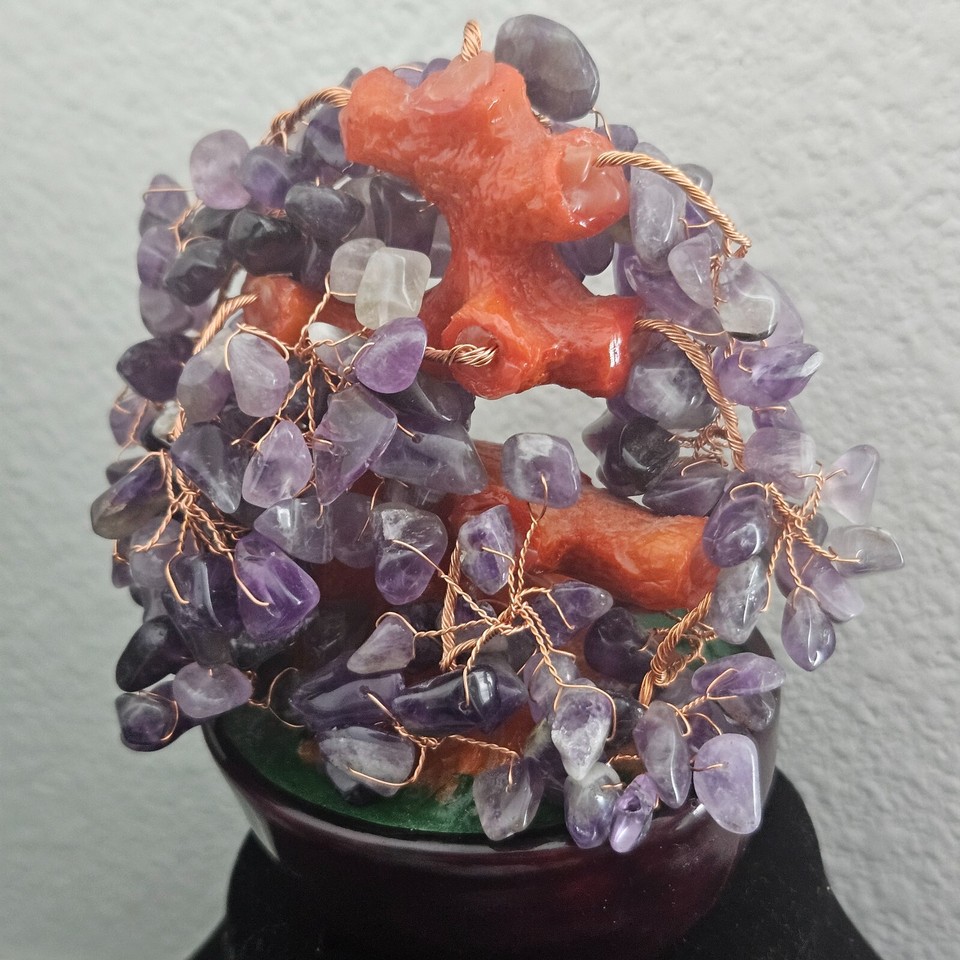 Amethyst Tree of Life Bonsai 5” H Purple Crystal Rock Wire Art | eBay