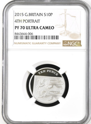 2015 Silver 10p Royal Shield Arms 4th Portrait Ten Pence NGC Proof PF70 ...