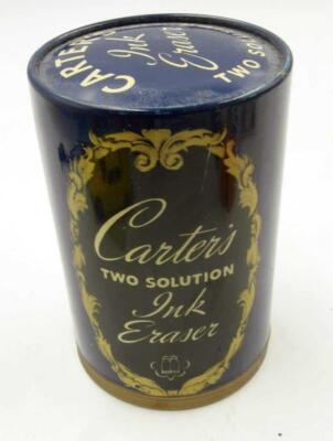 VINTAGE CARTER'S TWO SOLUTION INK ERASER TIN, TWO BOTTLES, AND ...