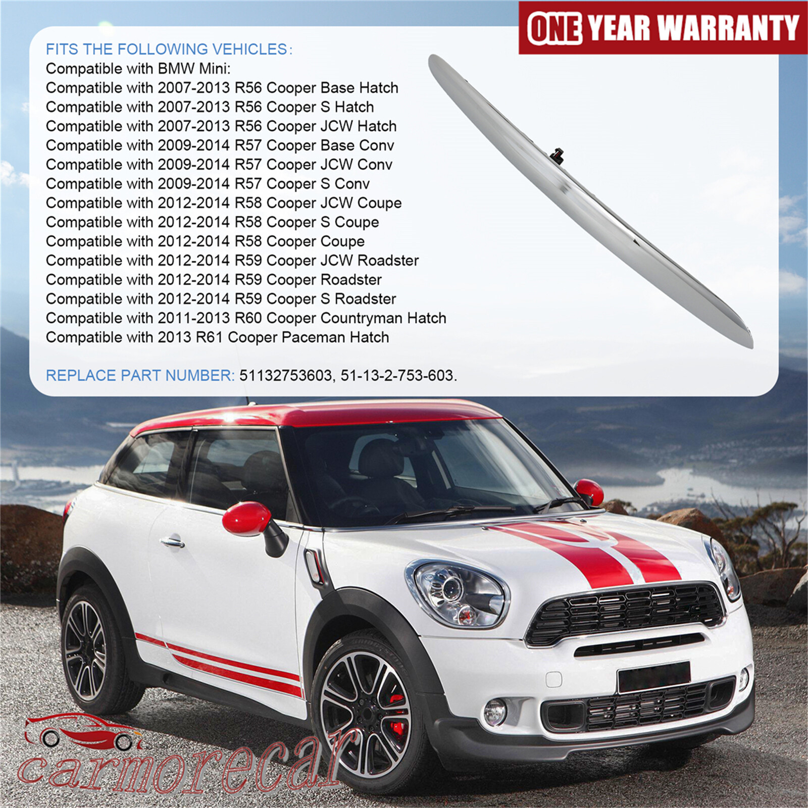 Chrome Rear Trunk Boot Handle Grip Lid For Mini Cooper 2007-2015 ...