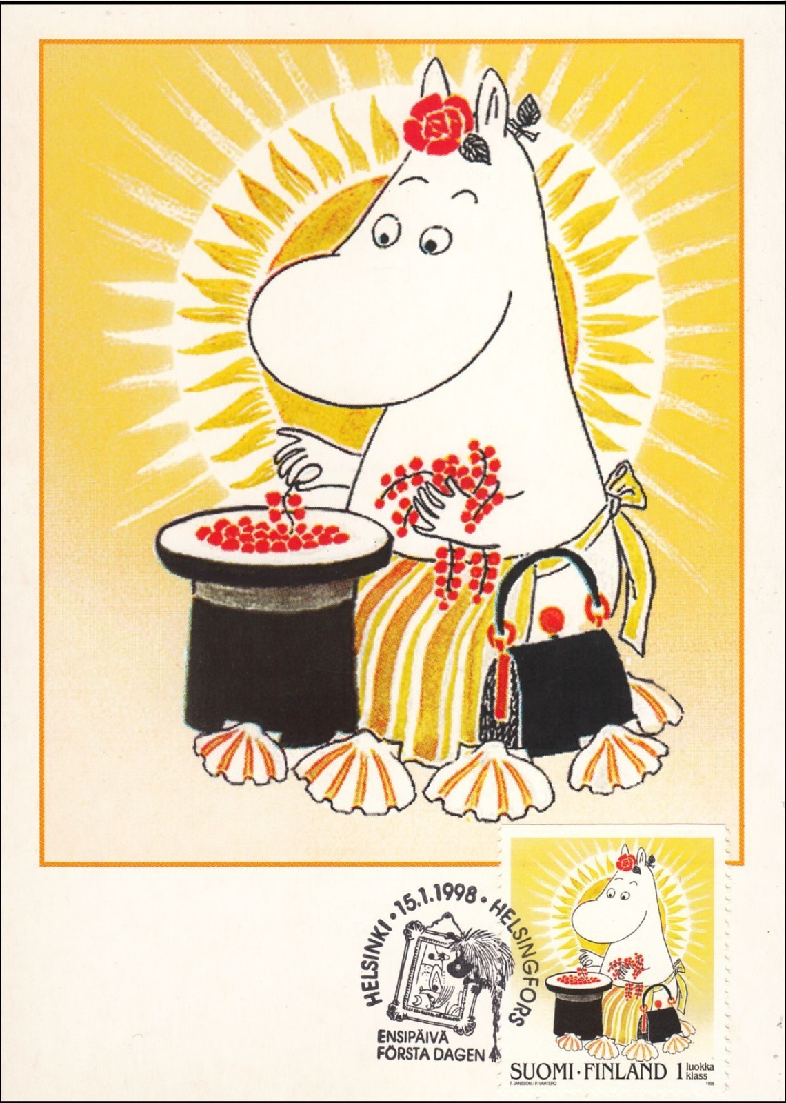 Moomin Characters Mamma Collects Berries Tove Jansson Finland FDC Maxi ...