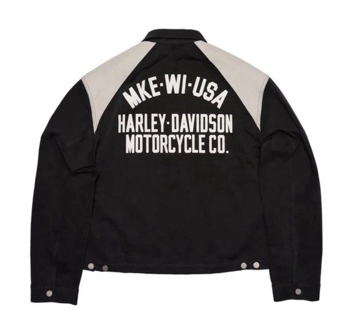 Harley Davidson MKE-WI-USA Oversized Boxy Twill Full Zip Jacket Black ...