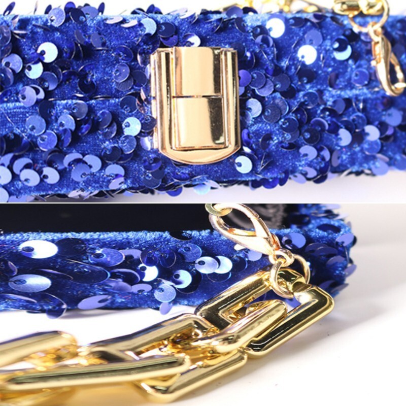 Women Rectangle Sequin Handbags Purse Chain Strap Clutch Bags Glitter ...