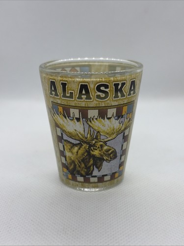 Alaska Shot Glass with Howling Wolf Eagle Moose | eBay