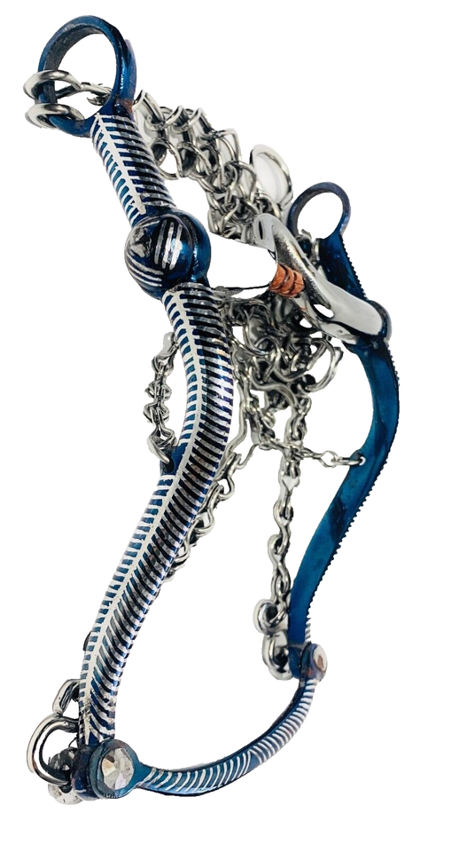 5" CHARRO SADDLE MEXICAN BLUE HORSE BIT, TACK HORSE GEAR, FRENO CHARRO ...