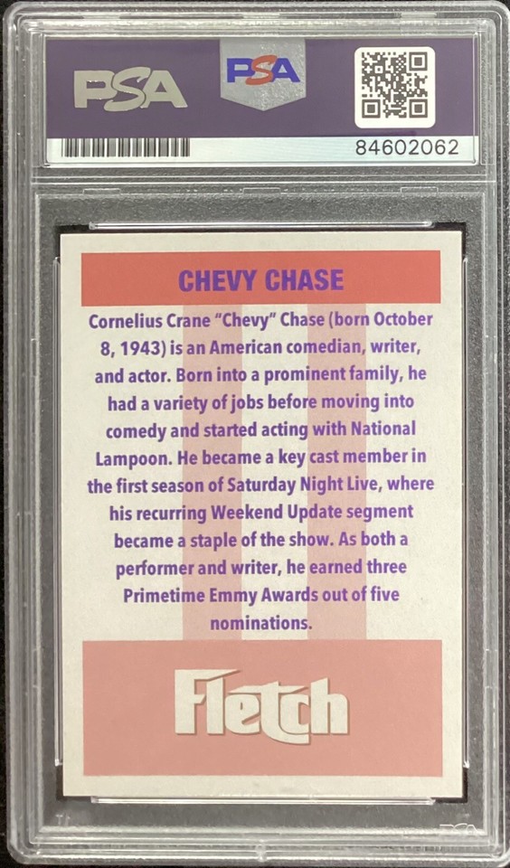 Chevy Chase Signed Card Irwin Fletch Fletcher Lakers 1986 Fleer PSA/DNA ...