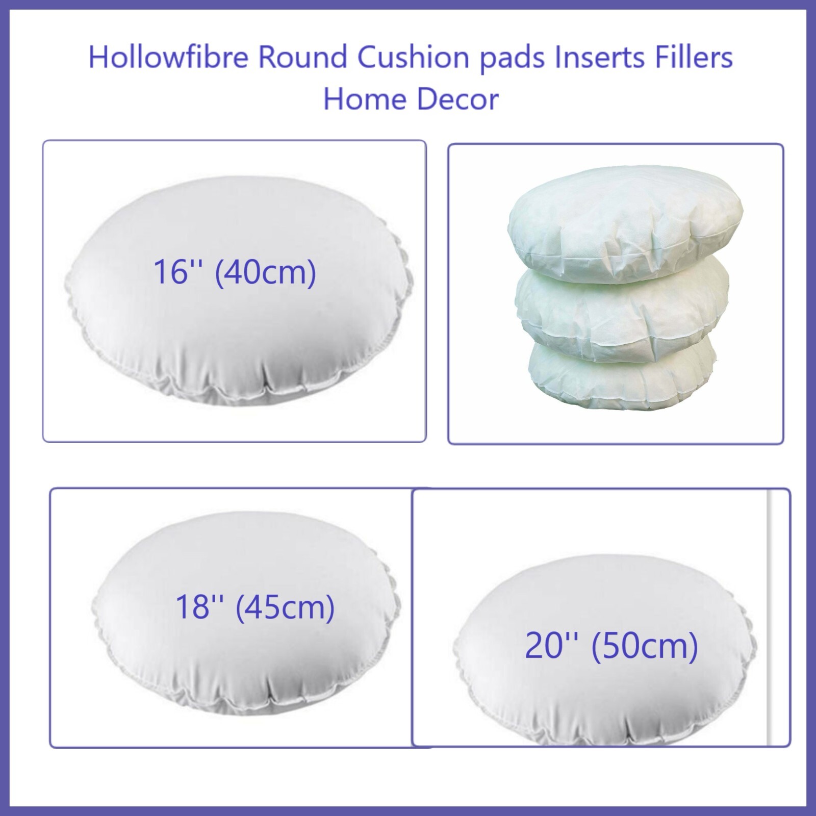 Round Cushion Inserts Pads Inners Fillers Scatters Circle Shape Home ...