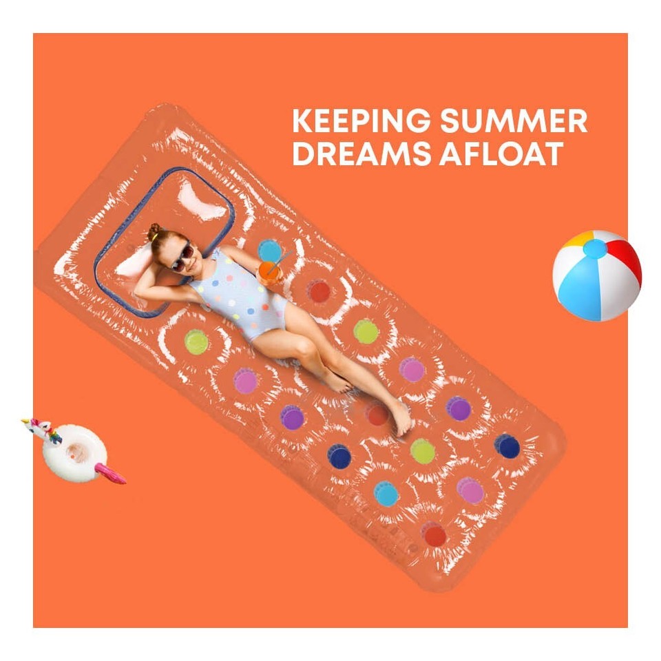 18 Pocket Pvc Inflatable Lilo Swimming Pool Sun Lounger Beach Sea Float ...