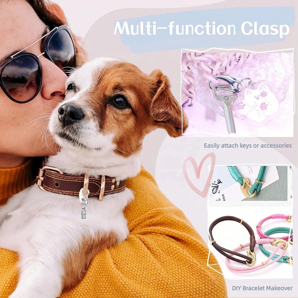 2 Pack Dog Tag Clips Pet Tag Quick Clip with Anti-Lost Pet ID Tags ...