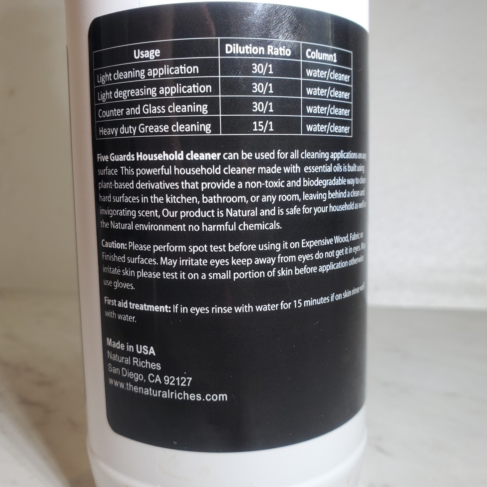 Natural Riches Household Cleaner Concentrate Five Guards from The Tales ...