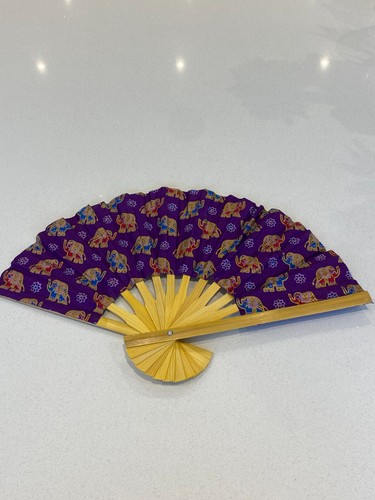 PURPLE THAI ELEPHANT HANDHELD BAMBOO FOLDING FAN GIFT NEW BNWOT | eBay UK