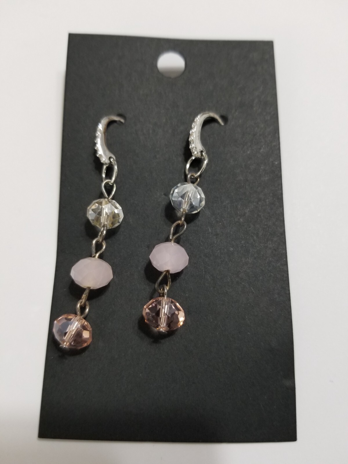 Handmade silver tone pink pierce drop earrings combine shipping e18* | eBay