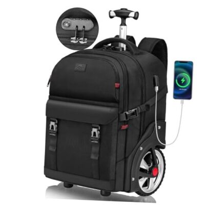 Rolling Backpack for Adults with Wheels, 17 Inch Large Wheeled Backpack ...