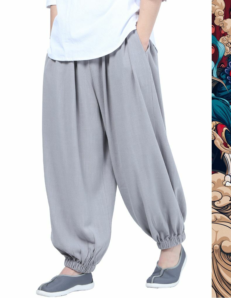 Cotton buddhist zen lay meditation trousers shaolin monk kung fu pants ...