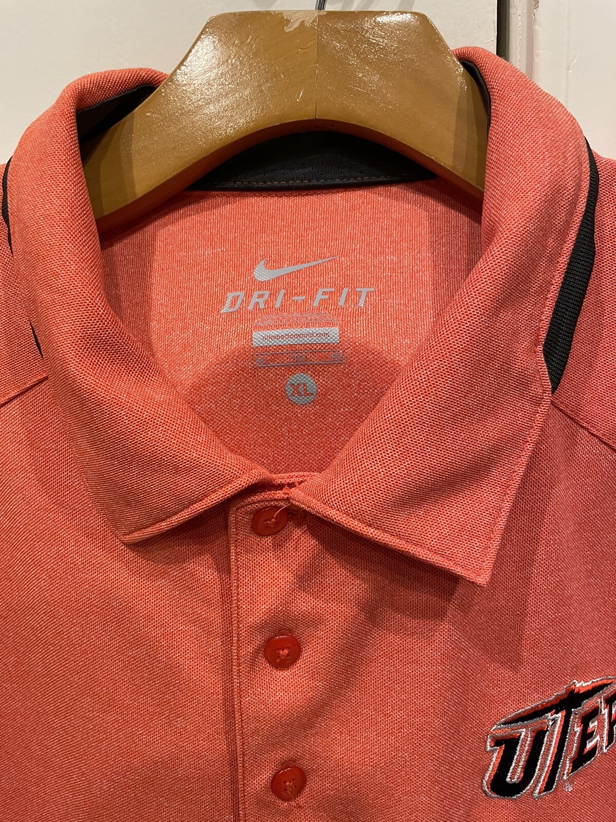 EUC Nike Dri Fit UTEP Miners Polo Football Embroidered Logos Orange ...