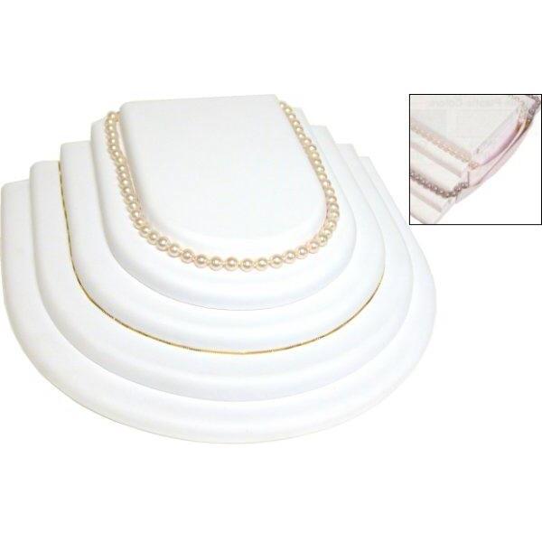Pack of 2 White Faux Leather Pearl Necklace Tiered Display Showcases ...