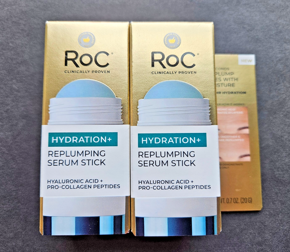 2 PACK RoC Hydration + Replumping Serum Stick Pro-Collagen Peptides New Boxed | eBay