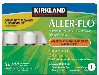 2 PACK - Kirkland Signature Aller-Flo 50 mcg Allergy Spray, 5x144 Exp ...