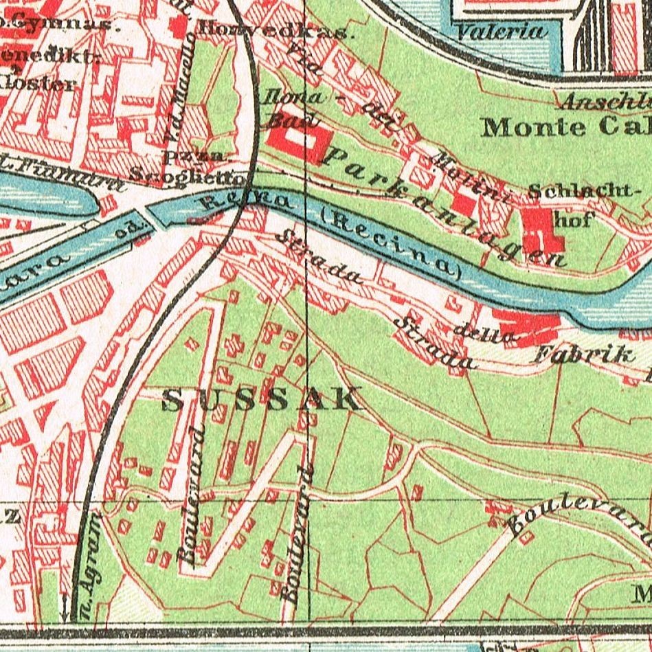 TRIESTE map Italy 1905 Dated RIJEKA Reka Croatia POLA PULA Fiume Susak ...
