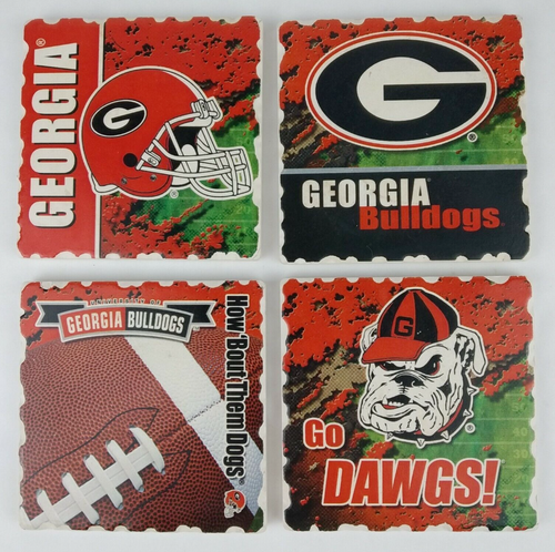 4 University Of Georgia Bulldogs Ceramic Coasters four Different ...