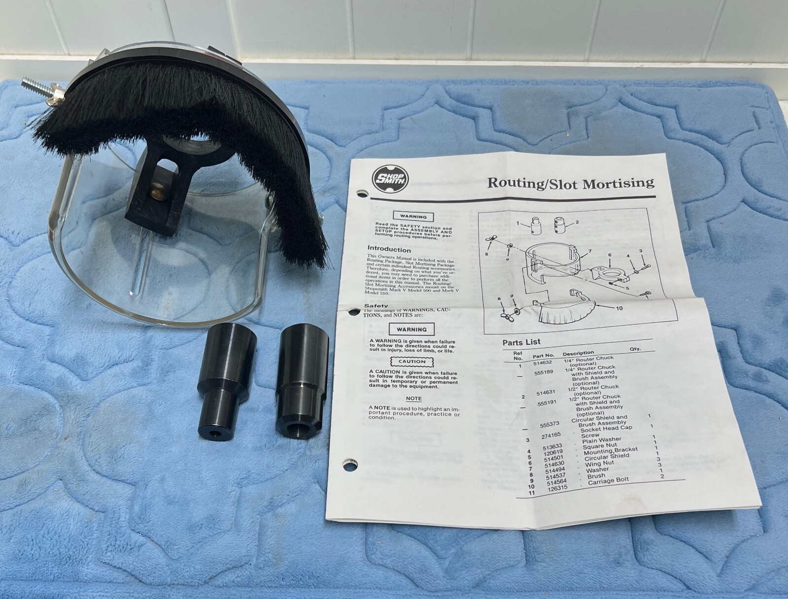 Shopsmith 1/4" and 1/2" router chucks and shield | eBay