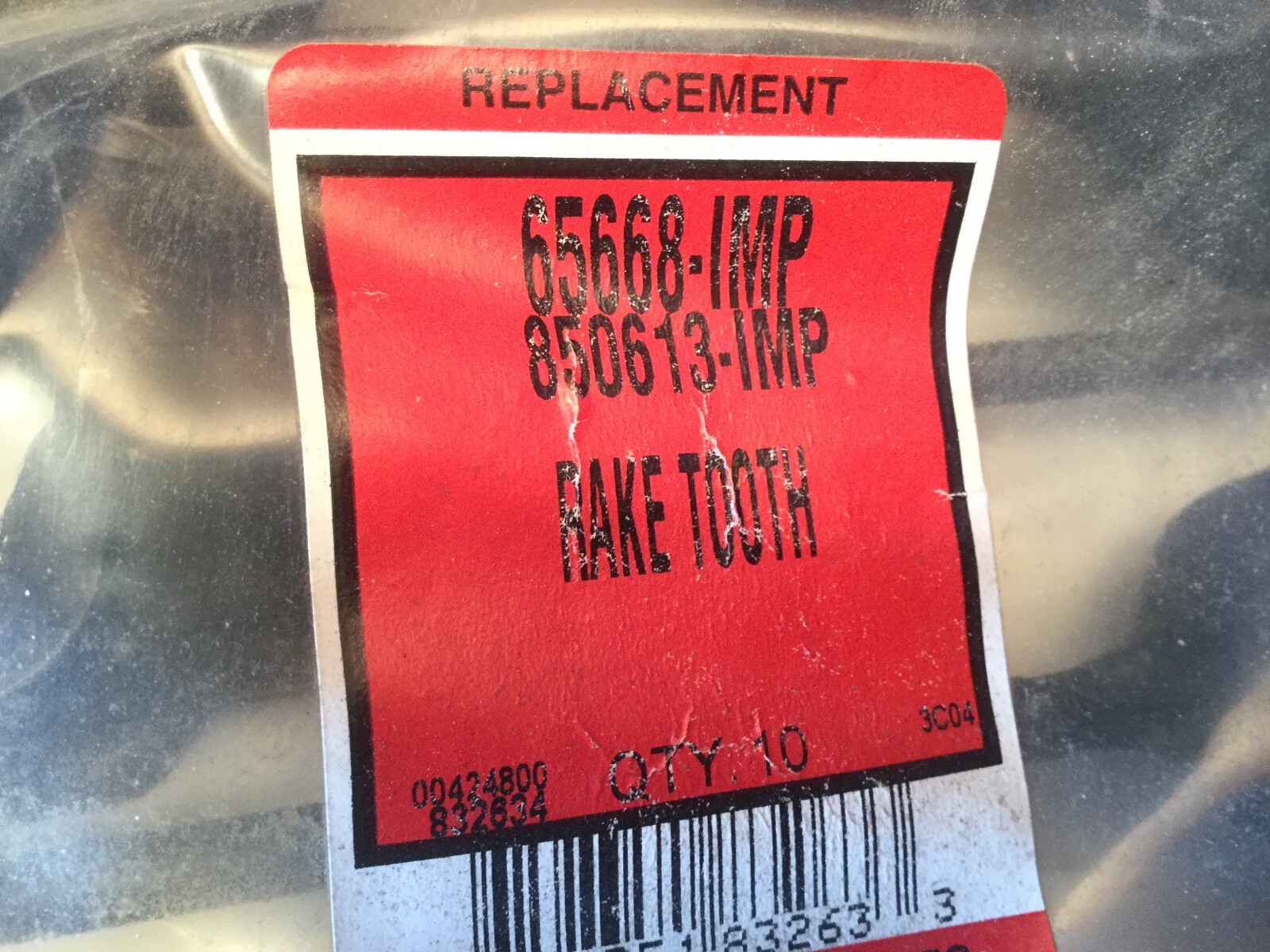 65668-IMP 850613-IMP Left Hand Rubber Rake Teeth Qty of 10 | eBay